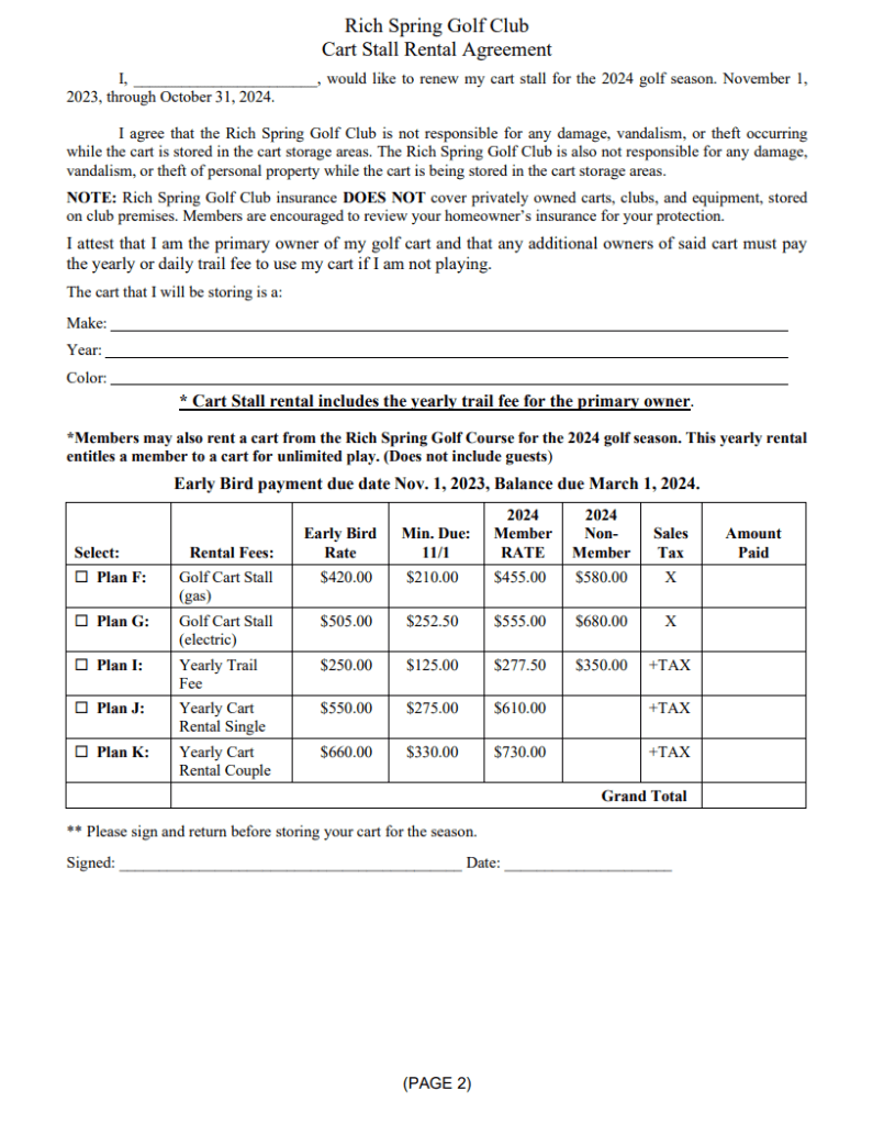 Memberships - Rich Spring Golf Club