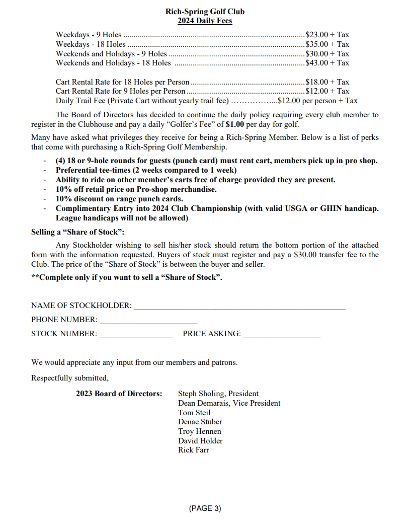 Memberships - Rich Spring Golf Club