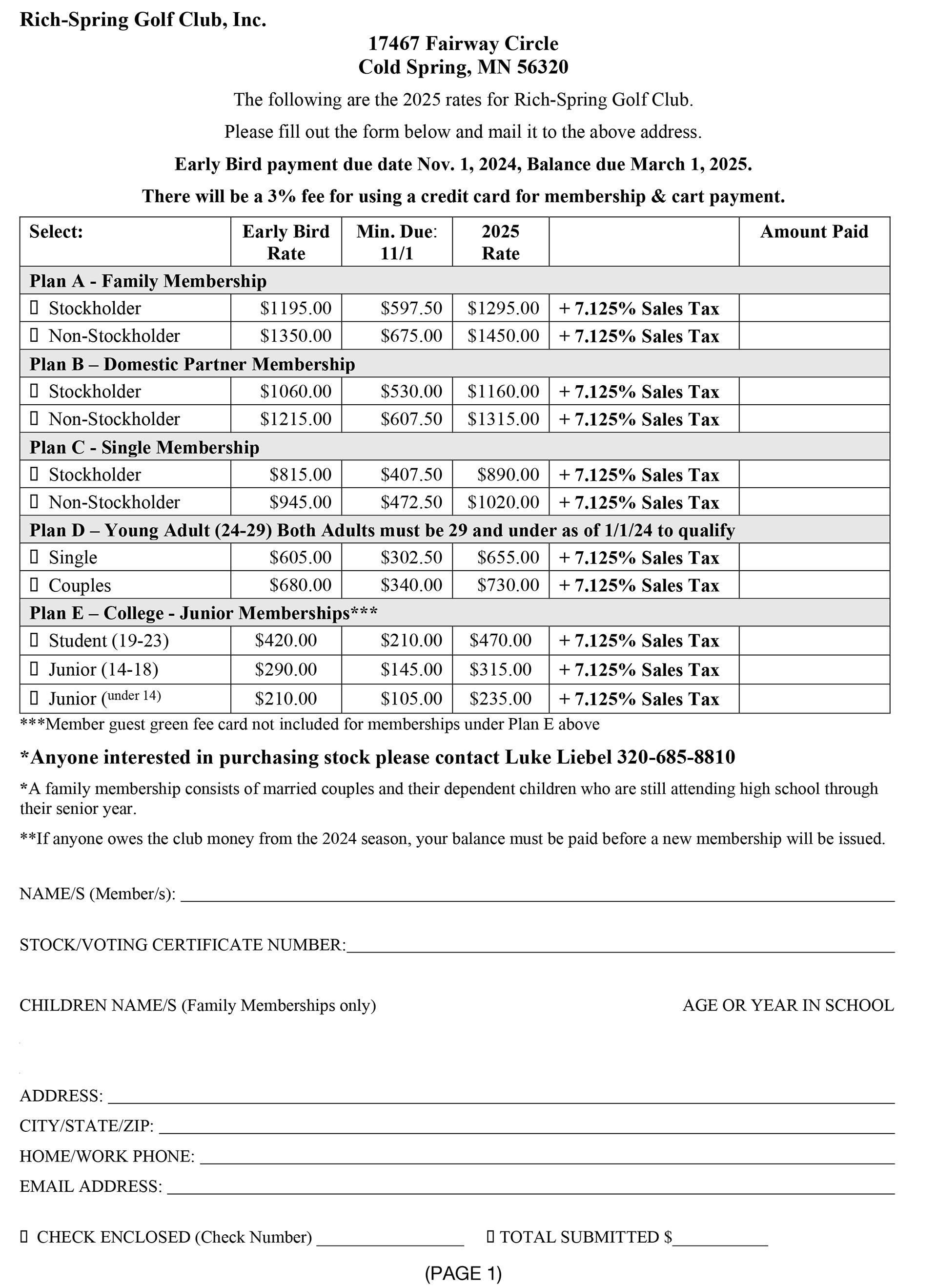 Memberships - Rich Spring Golf Club