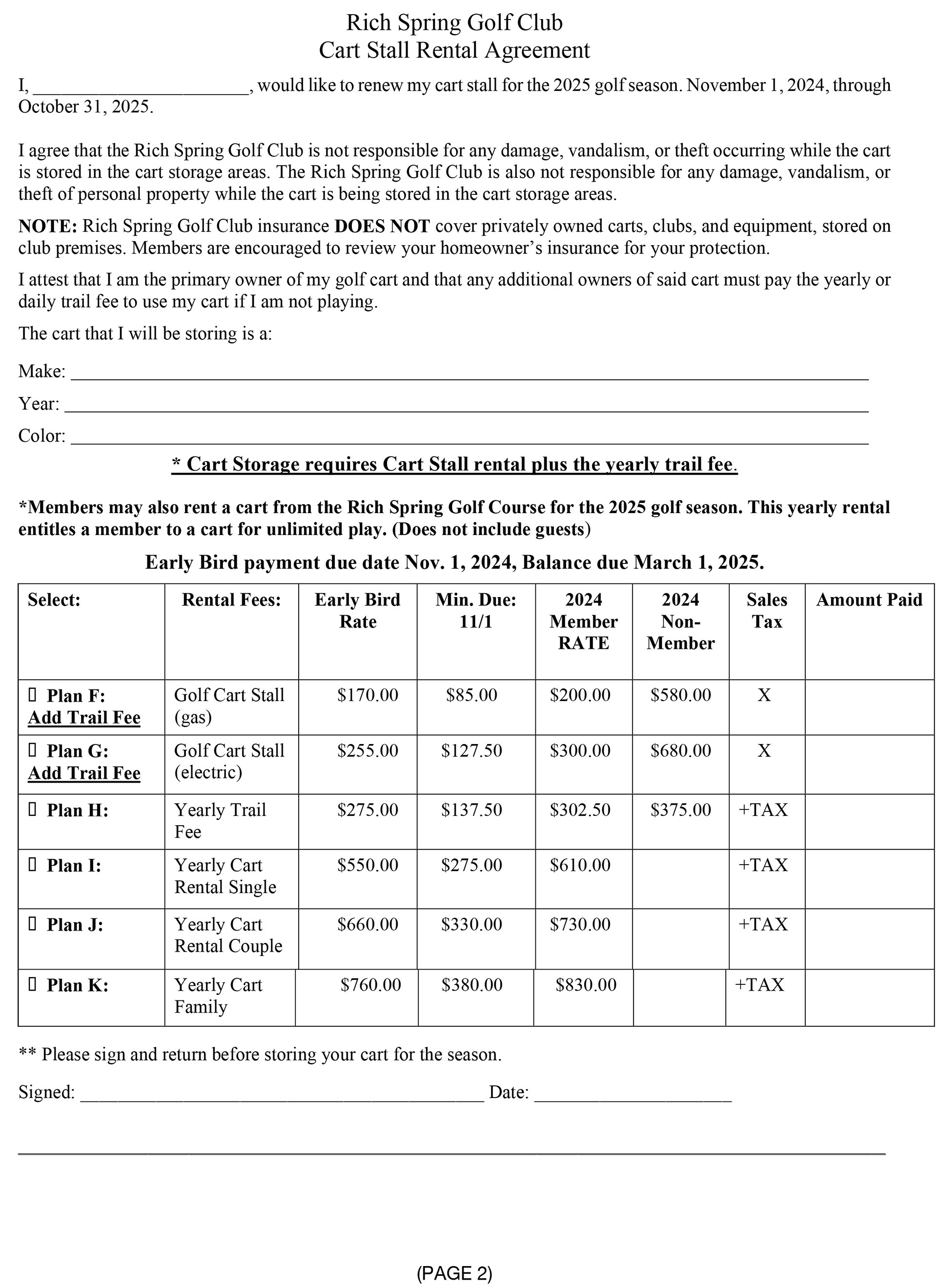Memberships - Rich Spring Golf Club