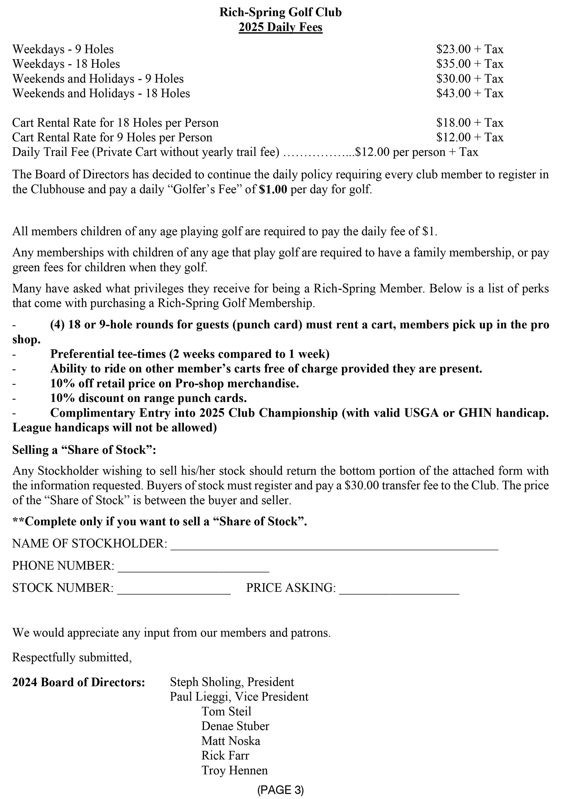 Memberships - Rich Spring Golf Club